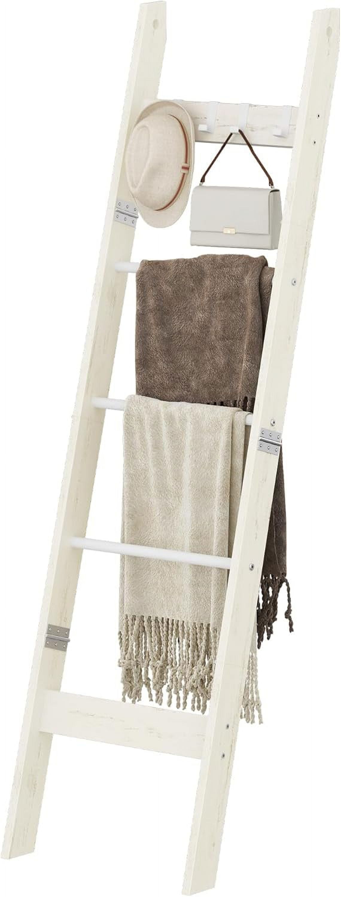 Blanket Ladder Shelf for Living Room, Decorative Quilt Rack with 4 ...