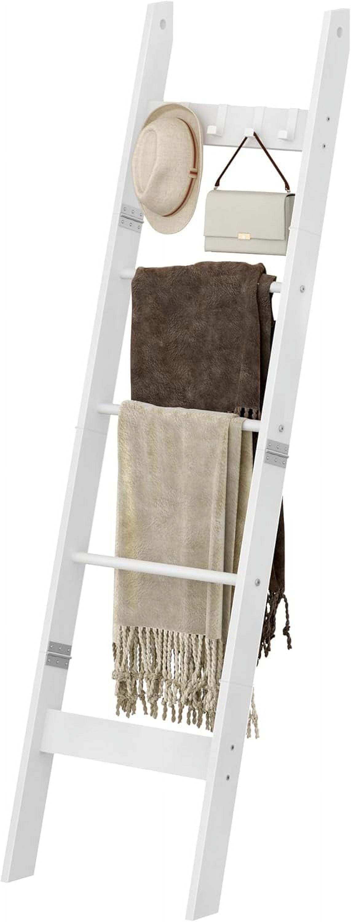 Blanket Ladder Shelf for Living Room, Decorative Quilt Rack with 4 ...