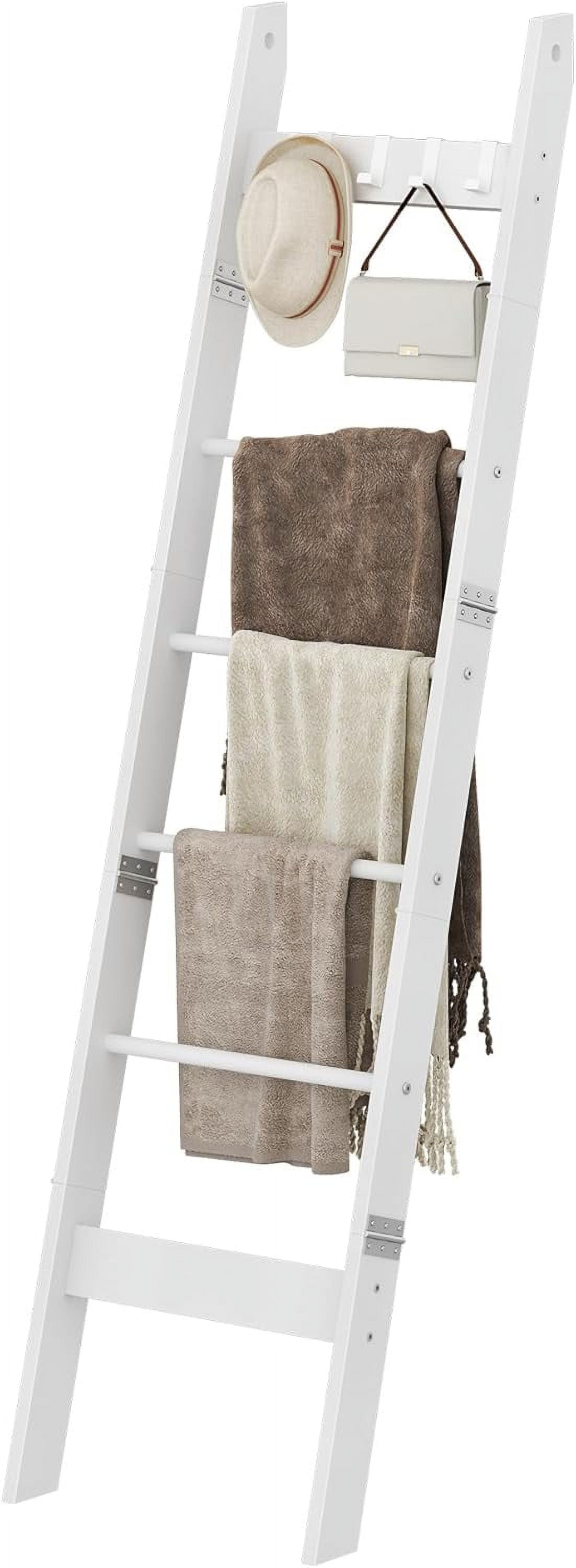 Blanket Ladder Shelf for Living Room, Decorative Quilt Rack with 4 ...