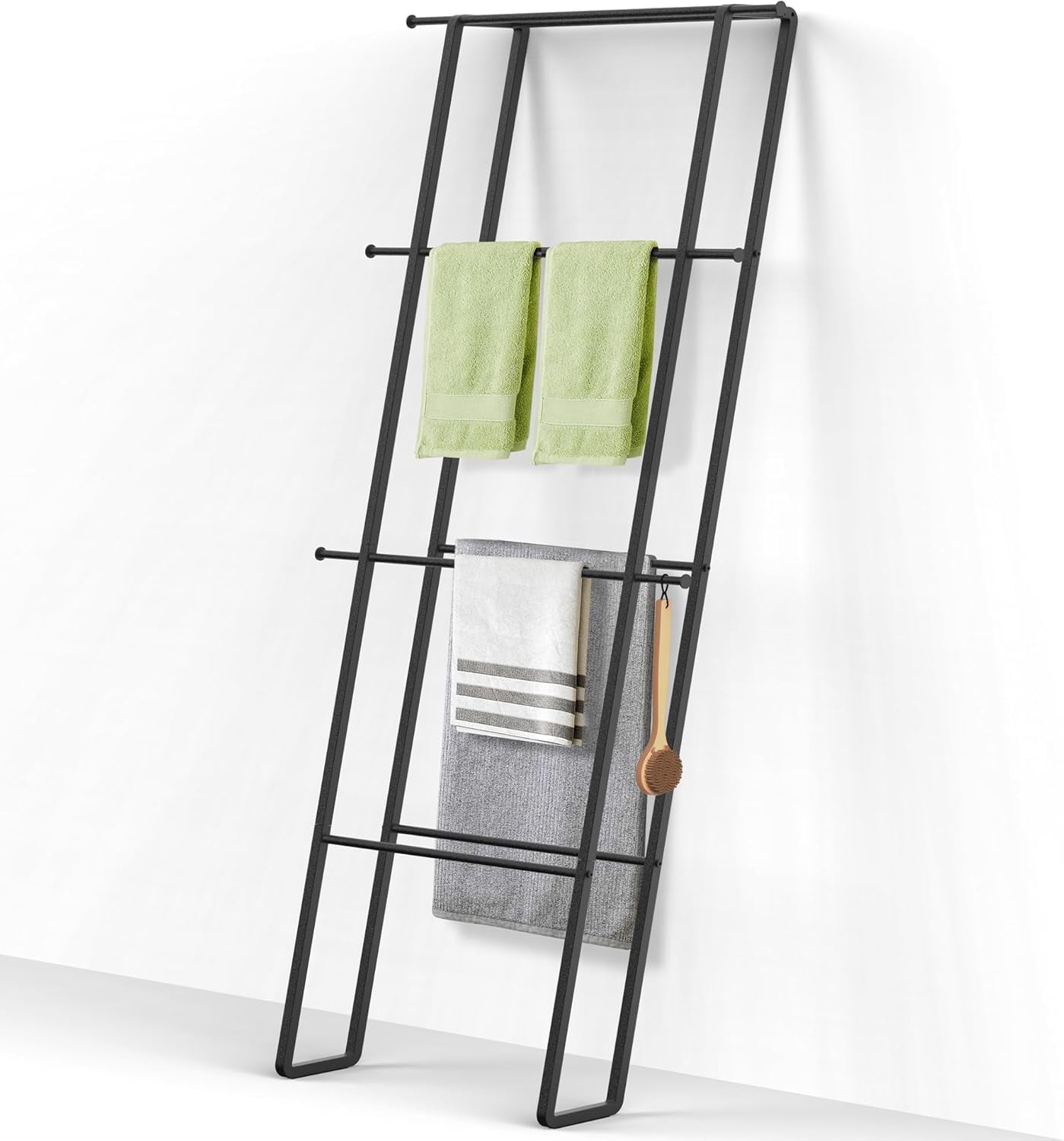 Blanket Ladder Towel Rack, Wall Leaning Ladder Towel Rack Blanket ...