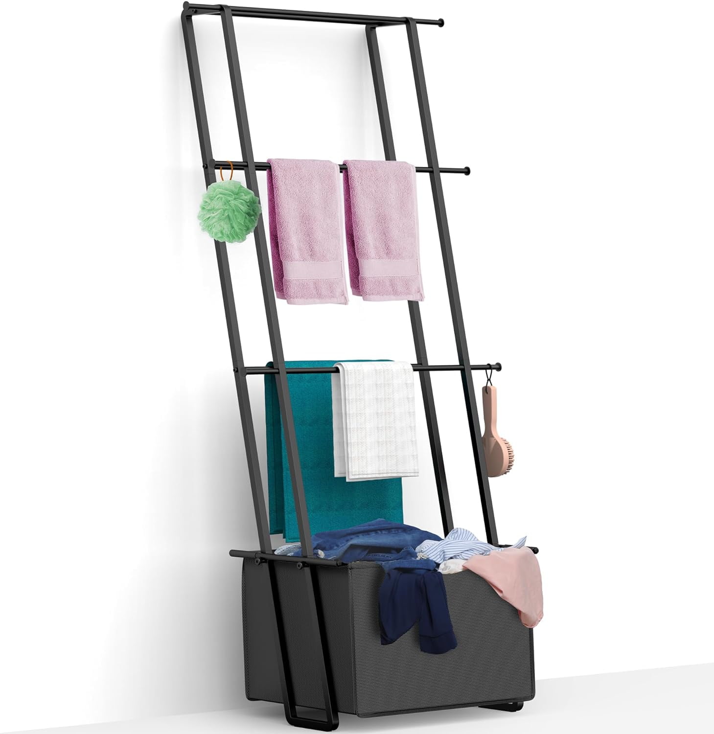 Blanket Ladder Towel Rack, Wall Leaning Ladder Towel Rack Blanket ...