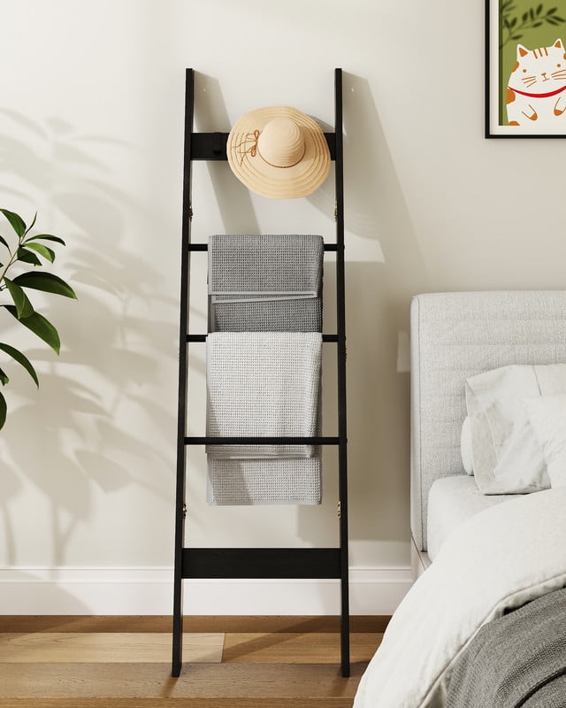 Blanket Ladder - for Bedroom, 5-Tier Farmhouse Ladder Holder Organizer ...