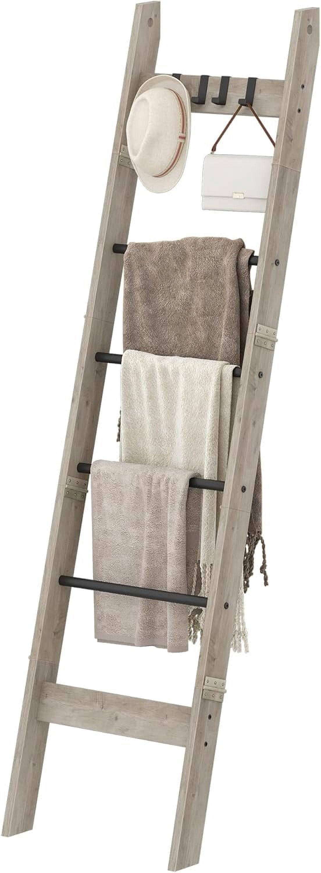 Blanket Ladder for Living Room, Decorative Quilt Rack with 4 Removable ...