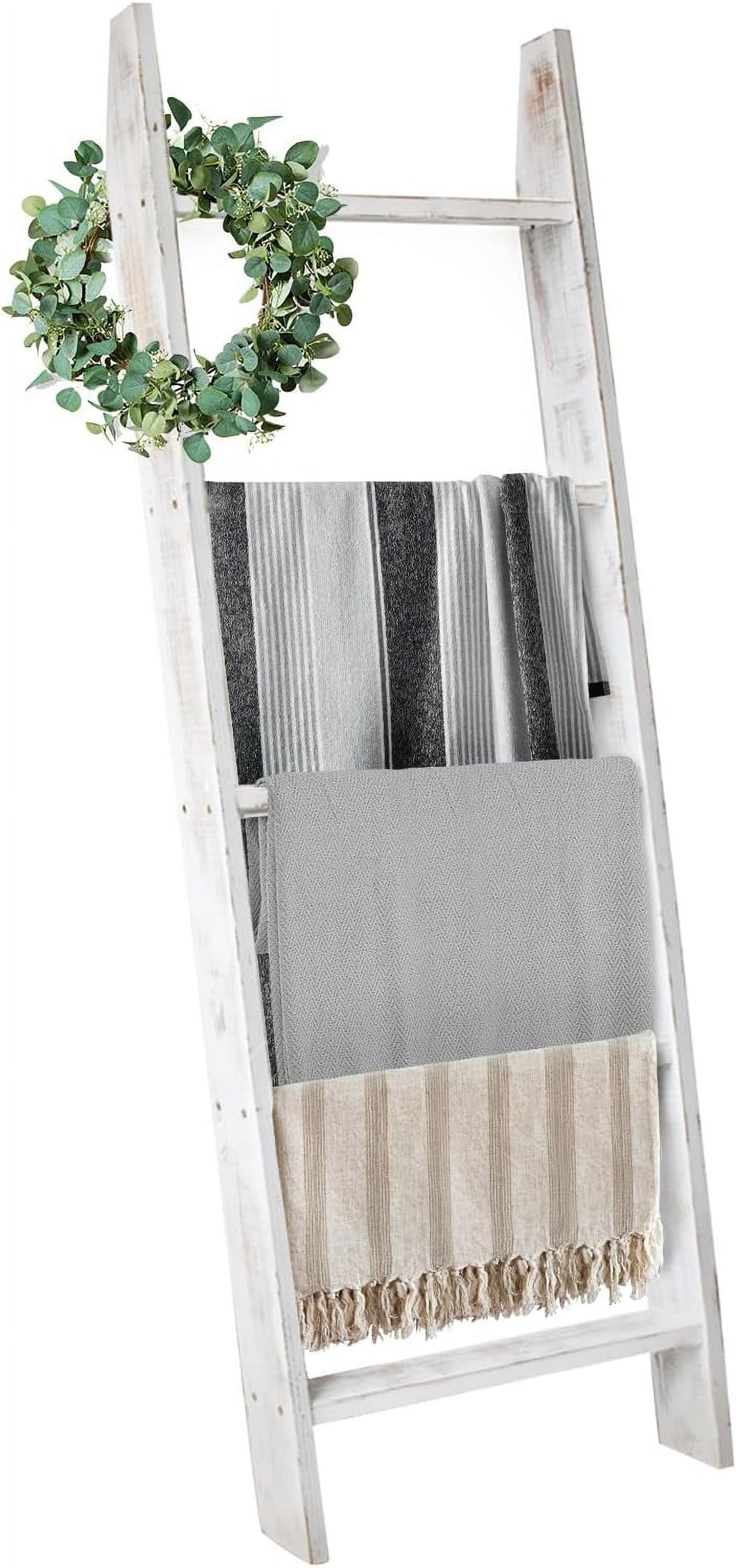 Blanket Ladders for The Living Room, 5-Tier Blanket Holder, Wall ...