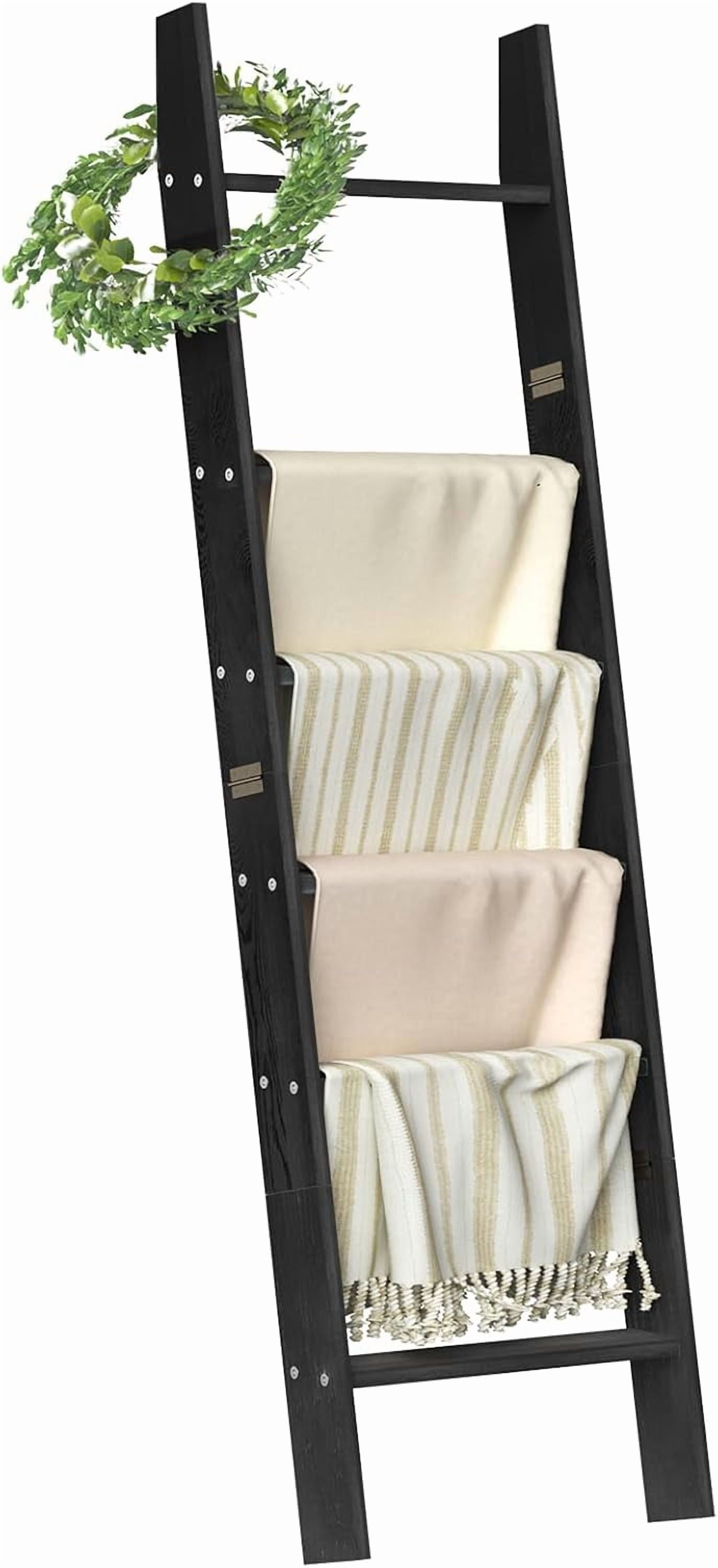 Blanket Ladders for The Living Room, 6-Tier Blanket Holder, Wall ...