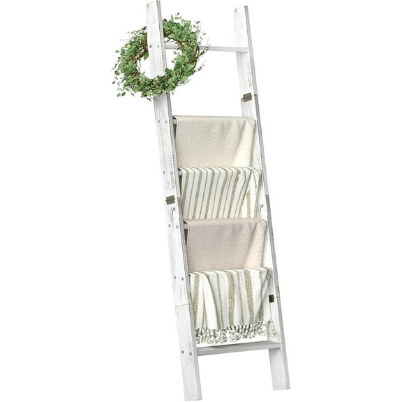 Blanket Ladders for The Living Room, 5-Tier Blanket Holder, Wall ...