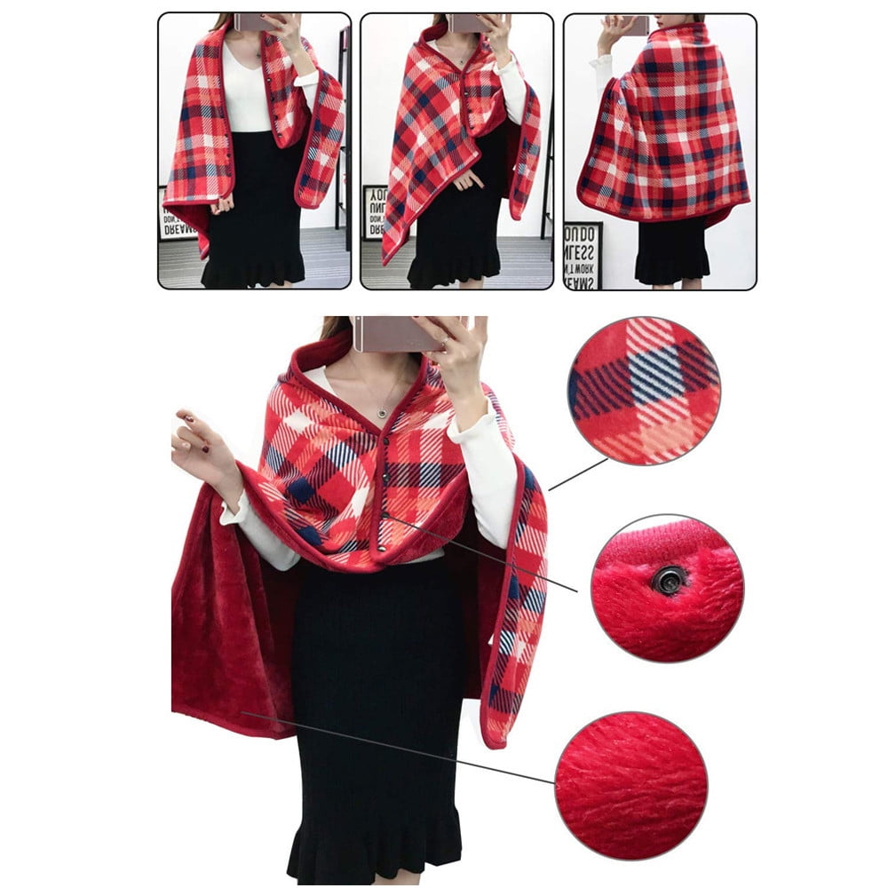 Blanket, Lady Multifunction Doublelayer Tartan Plaid Blanket Scarf Wrap ...