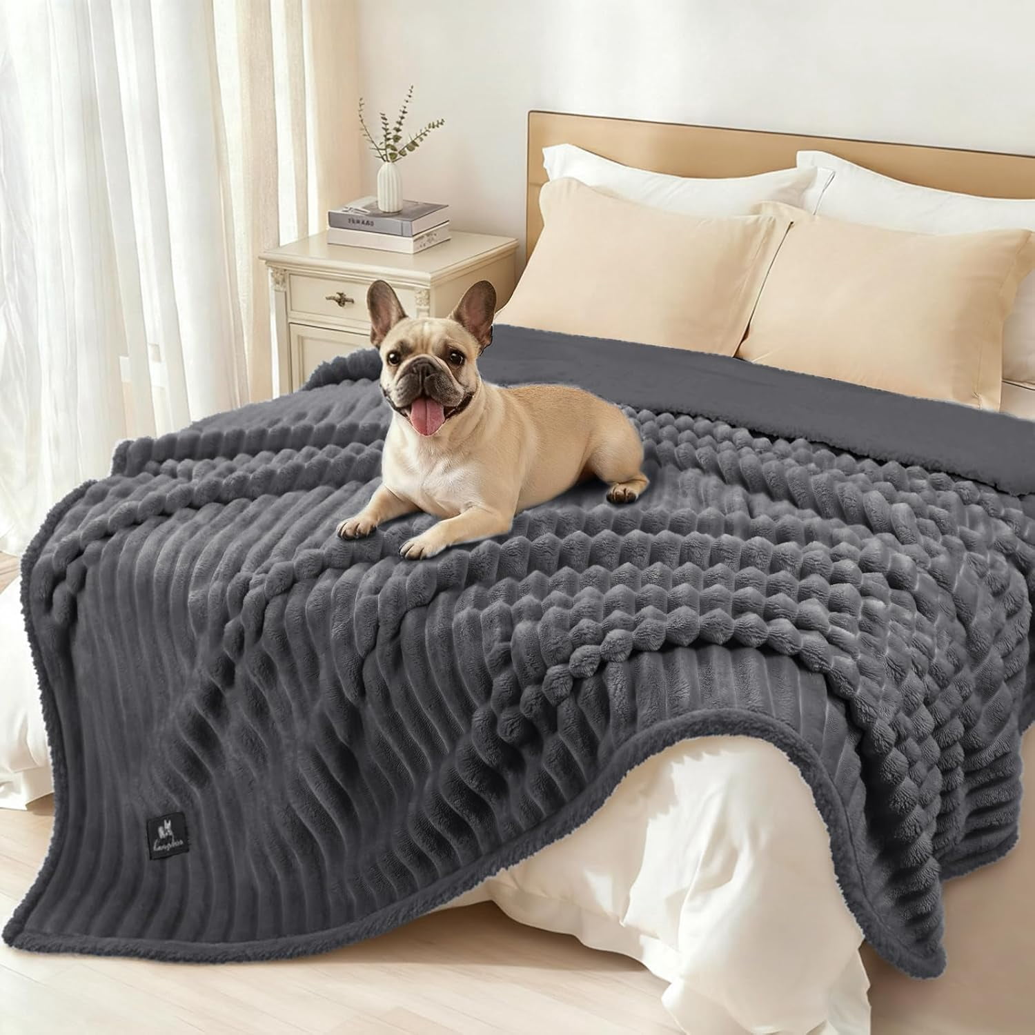 Blanket for Large Dogs -Soft Calming Cut Pile Flannel Throw Durable ...