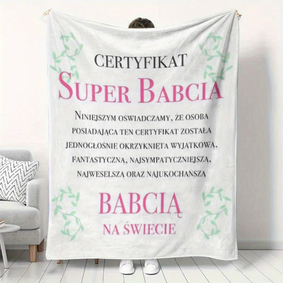 Blanket with Polish Language Warm Wishes Grandma The Perfect Birthday ...