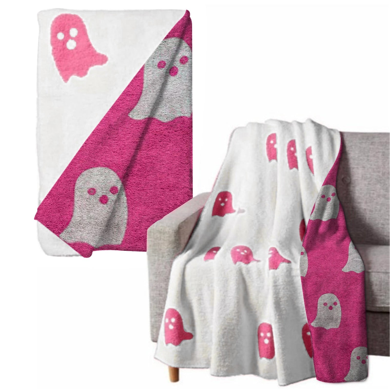 Blanket Polyester Blanket Halloween Flannel Ghost Blanket Pink C130 ...