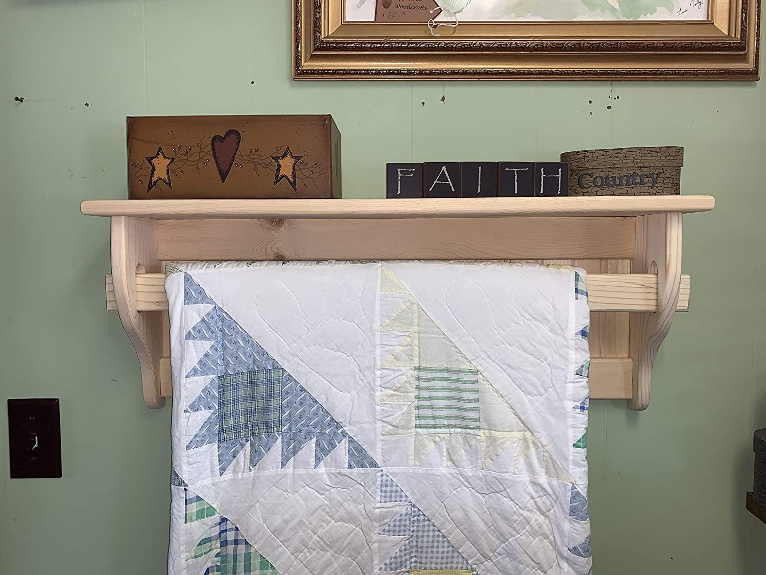 Blanket Rack Holder Wall Hanging Wood Quilt Rack Unfinished - Walmart.com