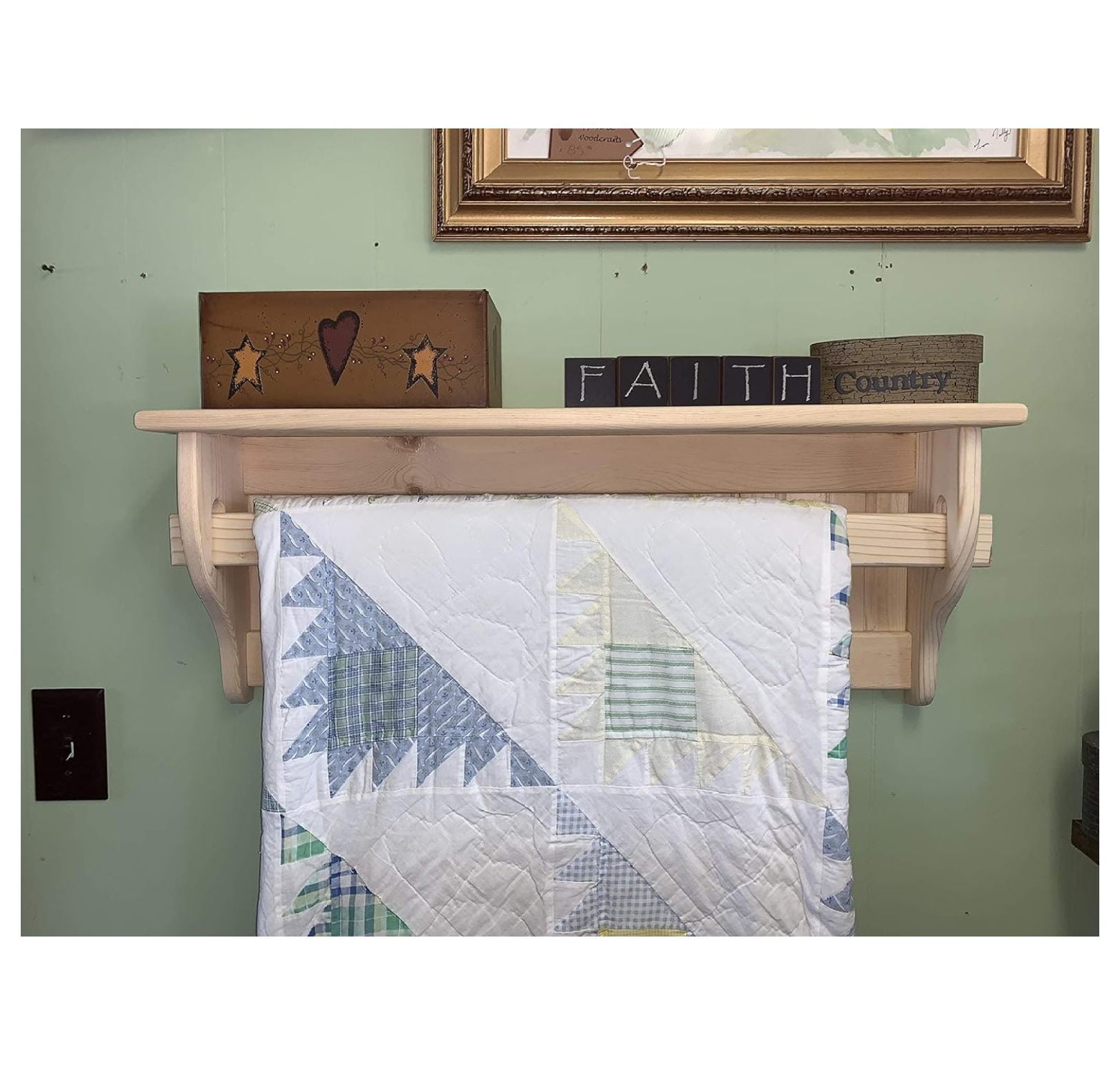 Blanket Rack Holder Wall Hanging Wood Quilt Rack Unfinished - Walmart.com