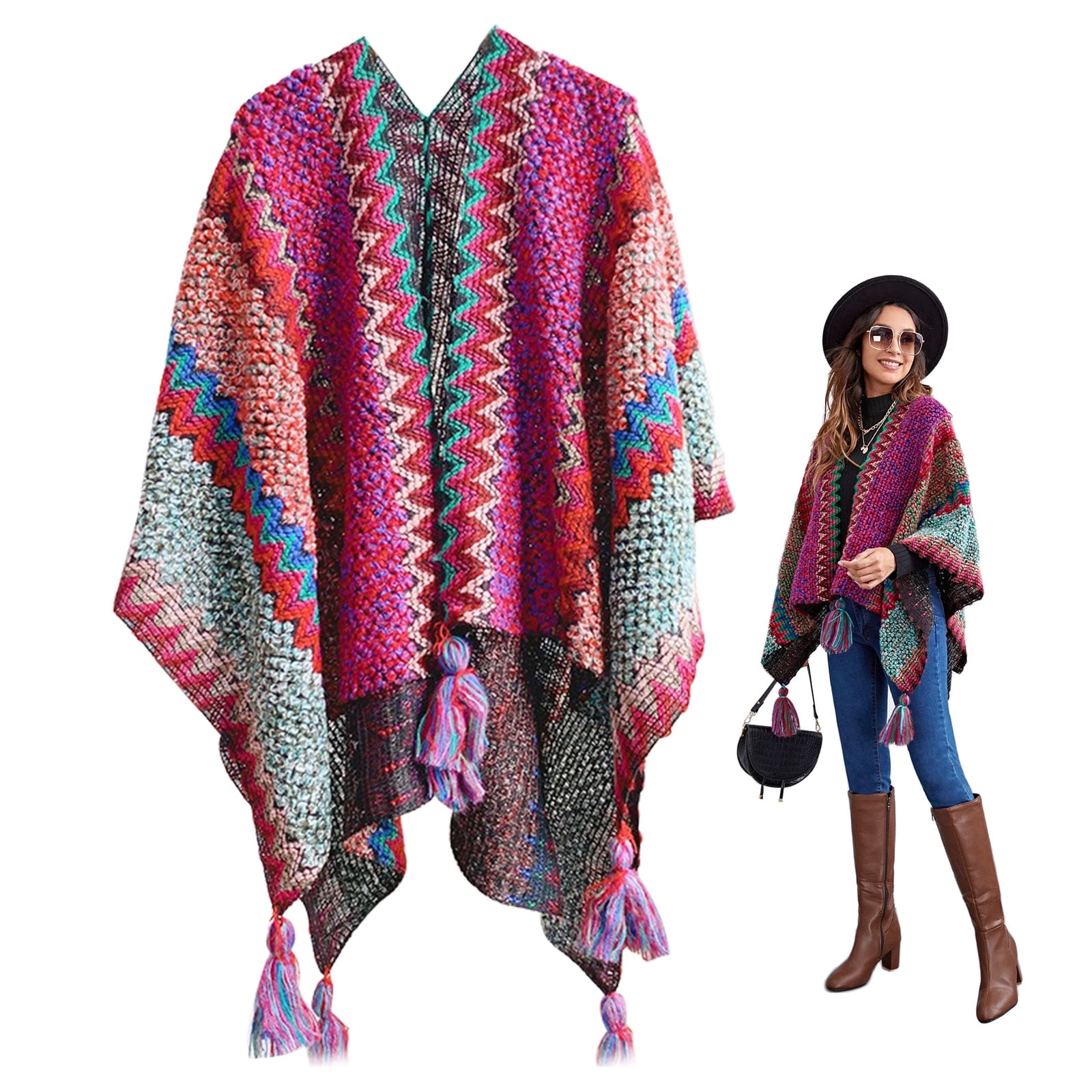Women's Cotton Winter Wrap, Warm Blanket Scarf, Oversized Shawl Cape ...