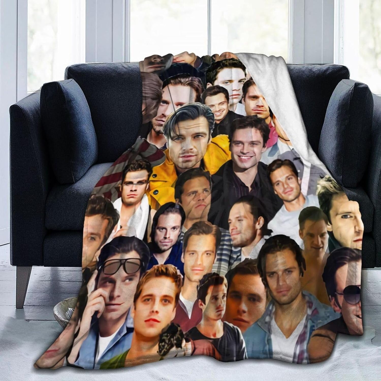 Blanket Sebastian Actors Stan Throw Flannel Blankets Warm Soft Cozy ...