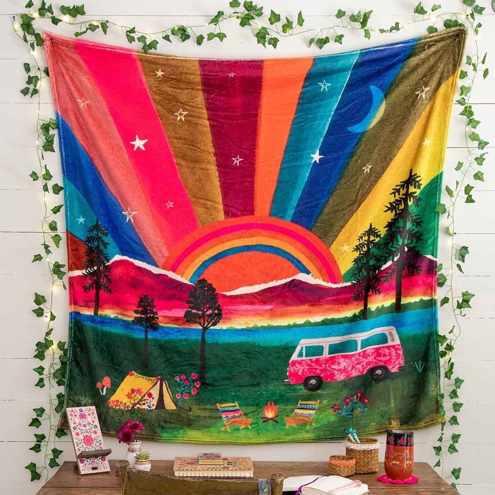 Blanket,Tapestry Blanket Retro Watercolor Look Super Soft Blanket With ...