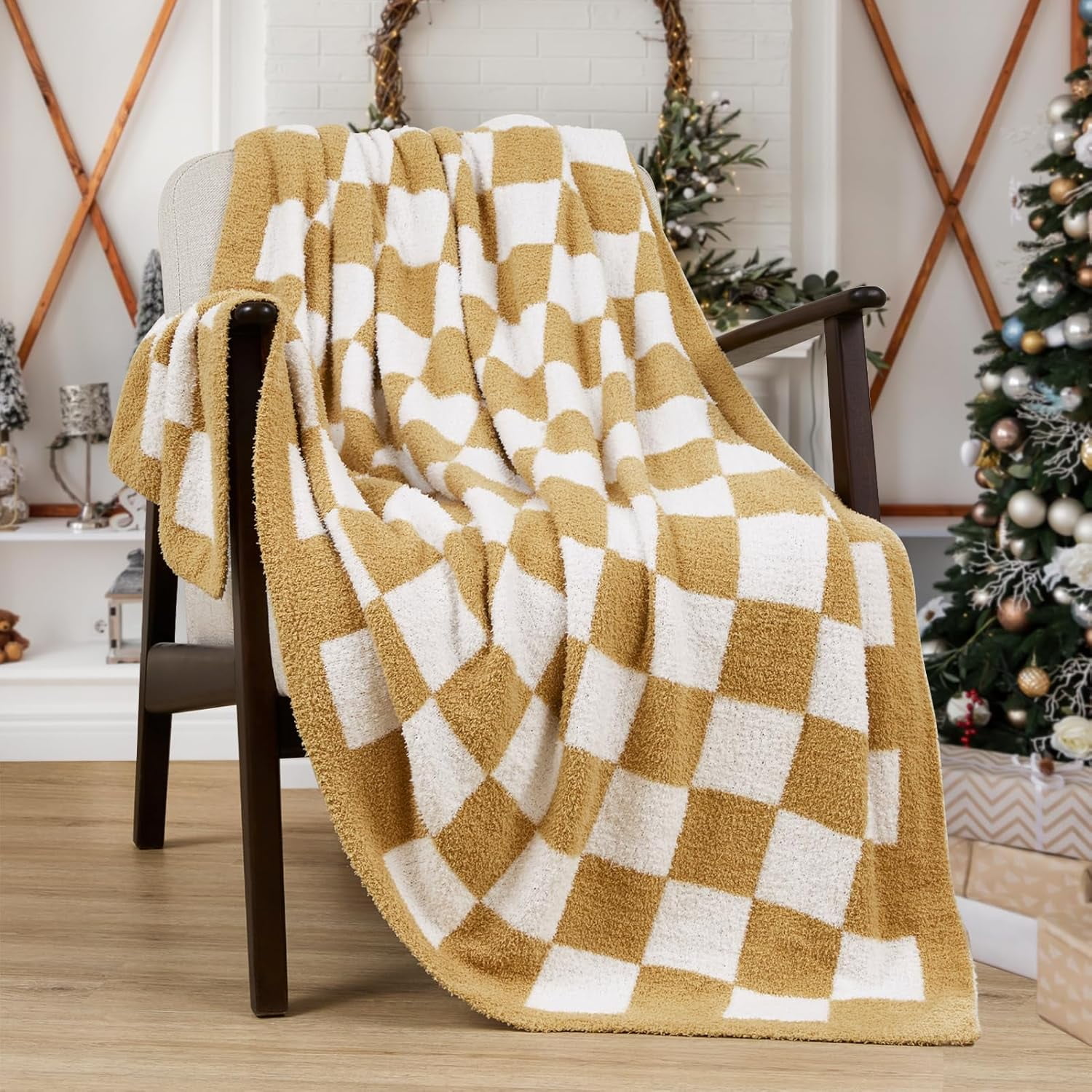 Blanket Throw Checkered Blanket, Fuzzy Microfiber Bed Blanket, Soft ...