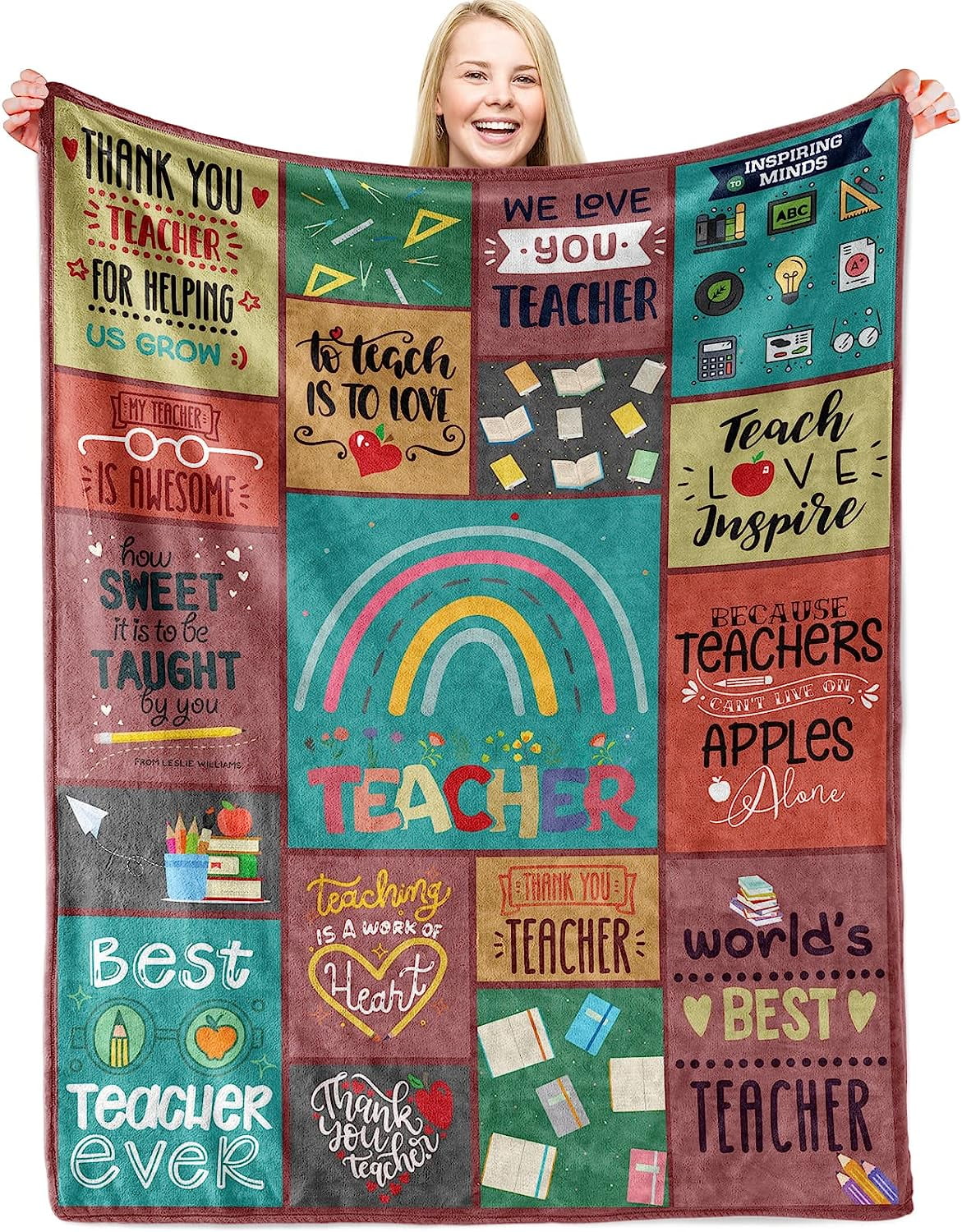 Blanket Throws Gift for Teacher, Flannel Plush Throw Blanket Decorative ...