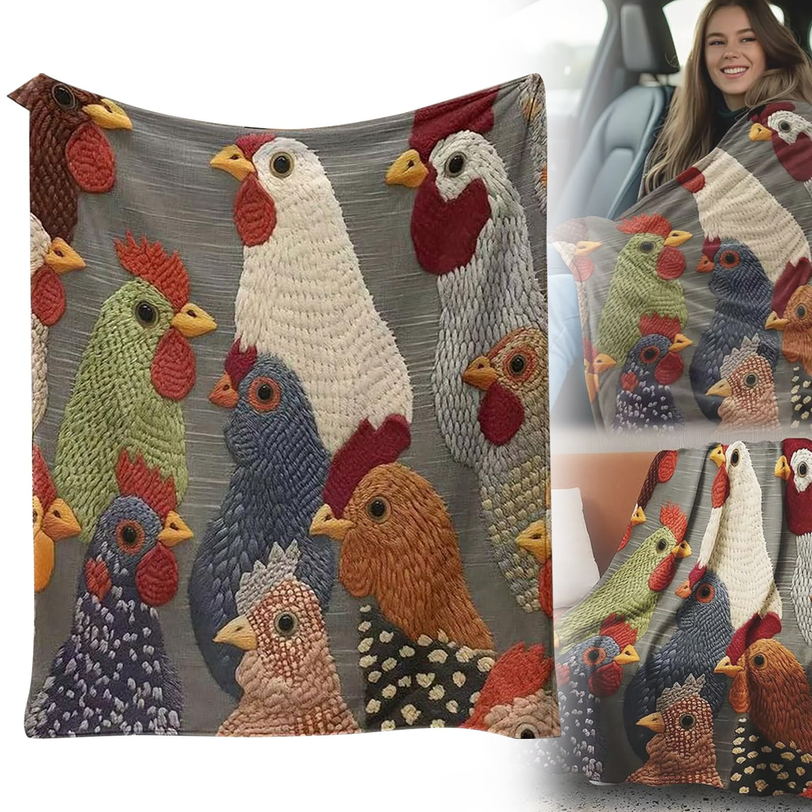 Blanket,Valentine’s Day Chicken Head Pattern Plush Blanket, Fun ...