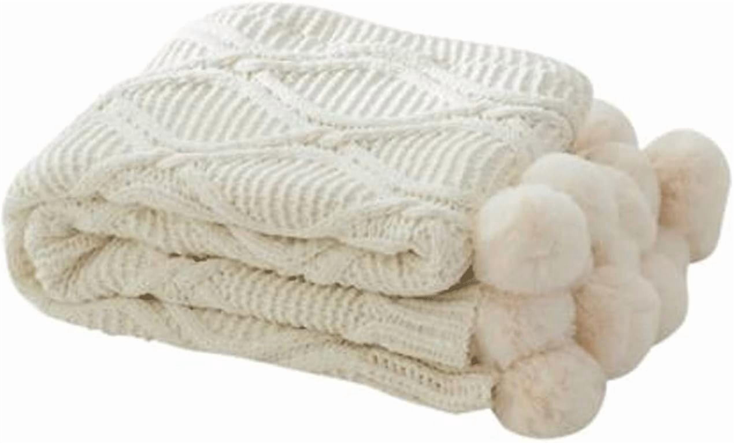 Blanket for Bed Blanket Chic Knitted Blanket with Balls Crochet Warm ...