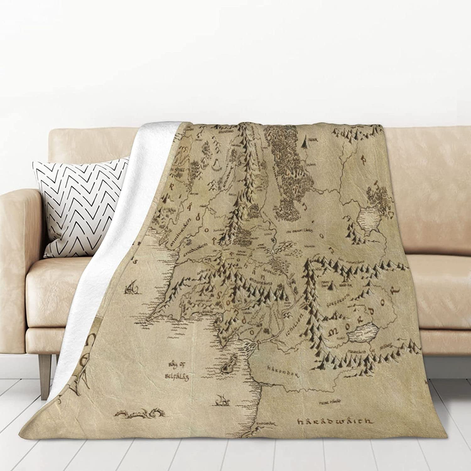 Blankets Middle Retro Map Fleece Blankets Soft Warm Sherpa Blankets ...