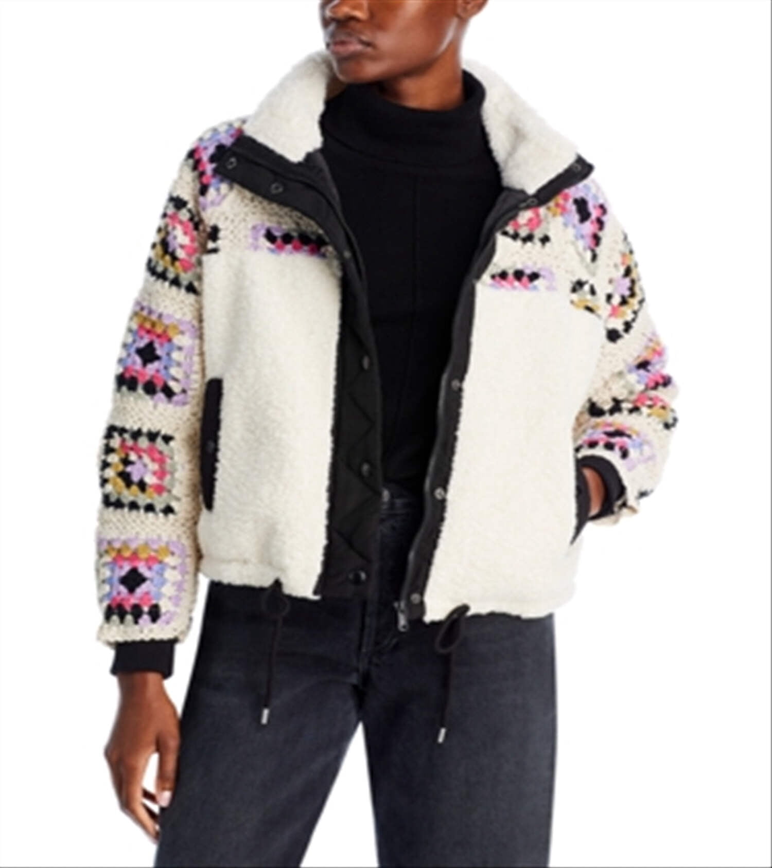 Blanknyc Mixed Media Boxy Jacket Beige Size M - Walmart.com