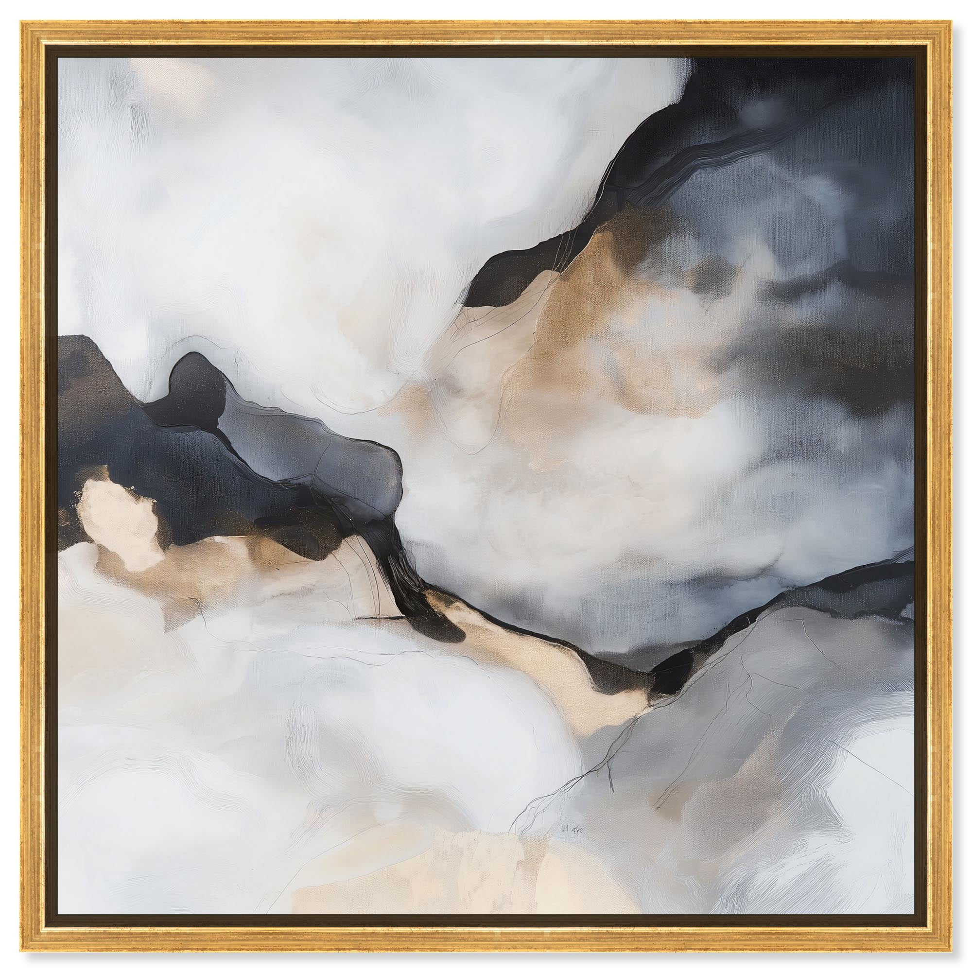 Blanure II Canvas Neutral Abstracts by Art Remedy, Gold Frame, 40" x 40 ...
