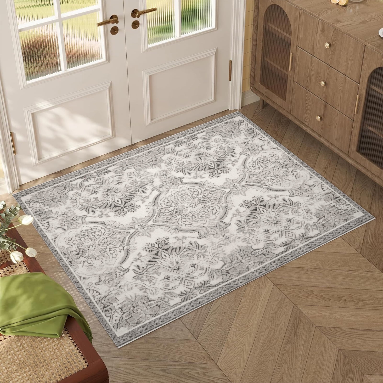 Small Area Rug, 2x3 ft Low-Pile Machine Washable Rug, Non-Slip Front ...