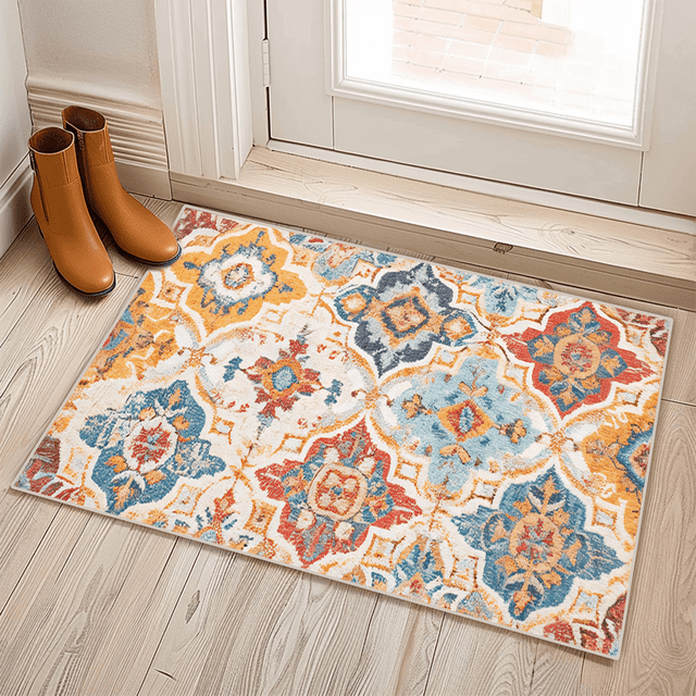 Small Area Rug, 2x3 ft Low-Pile Machine Washable Rug, Non-Slip Front ...