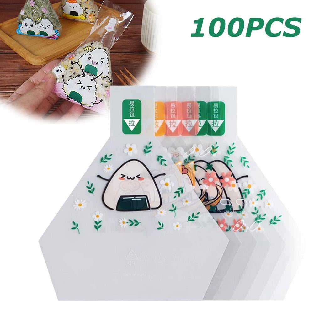 Blarkrus 100PCS Triangle Onigiri Wrappers Plastic Rice Balls Bags, Food ...