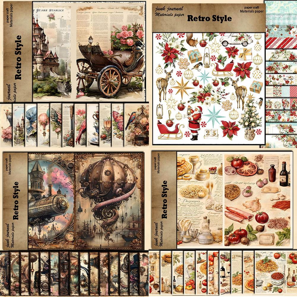 Blarkrus 10Pcs Christmas Vintage Handbook Stiers Waterproof Printed ...