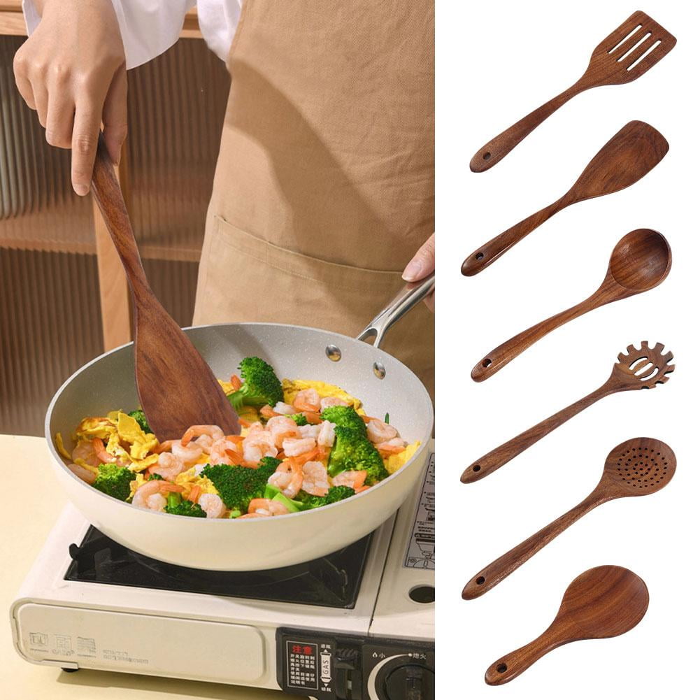 Blarkrus 1PCS Wooden Kitchen Utensils Set, Bla Walt Wood Handle Spat ...