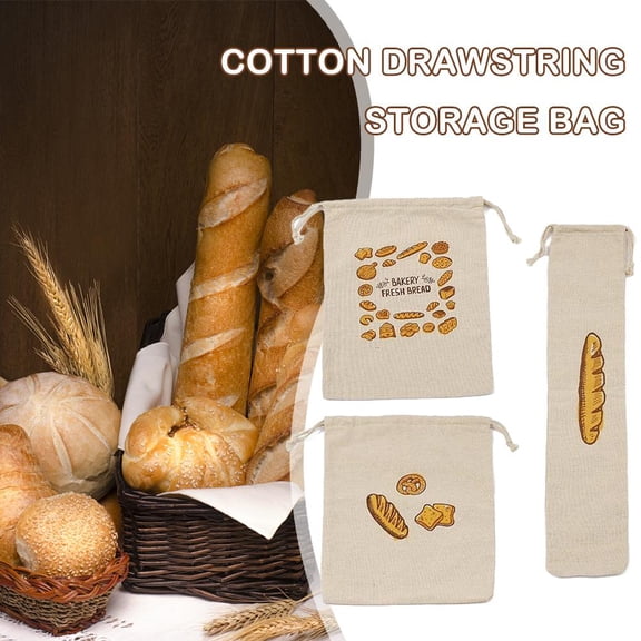 TOP-MAX Natural Linen Fresh Bread Bag Rustic Drawstring Bag Fresh Bread ...