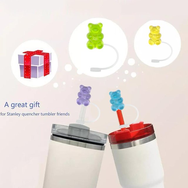 Blarkrus 1pc Cute Bear Straw Cover for 30&40 Cups 10mm Dustproof Straw ...