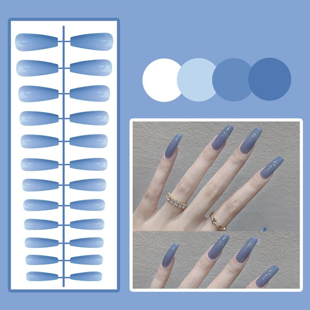 Blarkrus 24 Pcs Long Ballet European and American Glossy Nail Patch ...