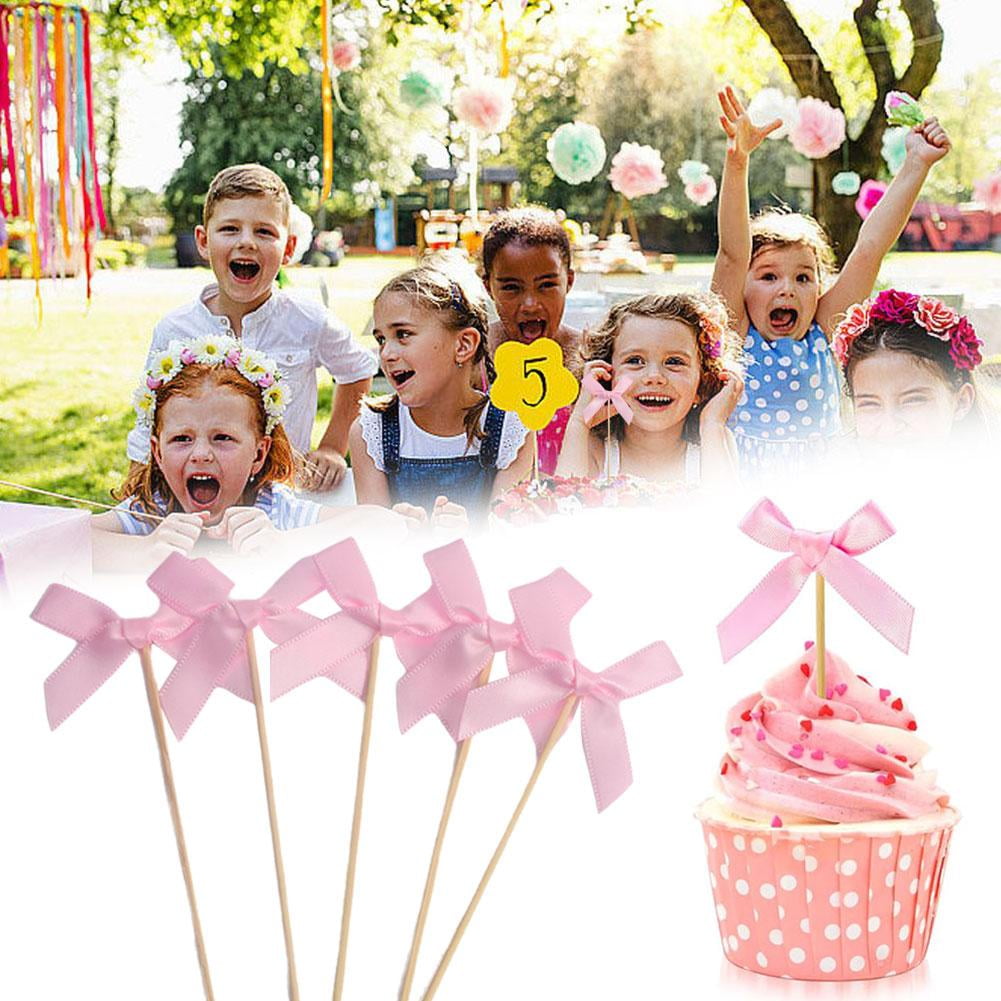 Blarkrus 30pcs Bow Cupcake Toppers,Bow Themed Party Dections Baby ...