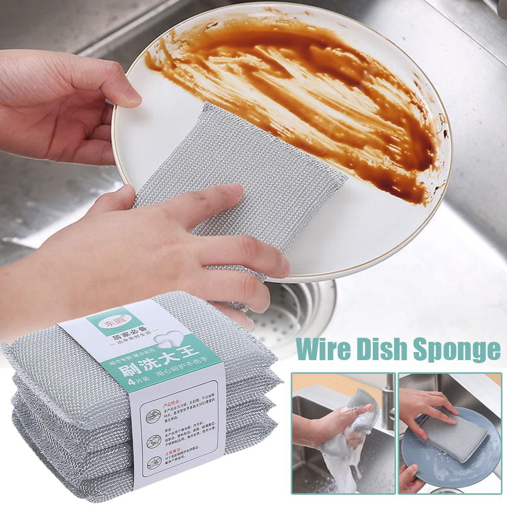 Blarkrus 4PCS Stl Wire Dishwashing Sponge Sponge Wipe Household ...