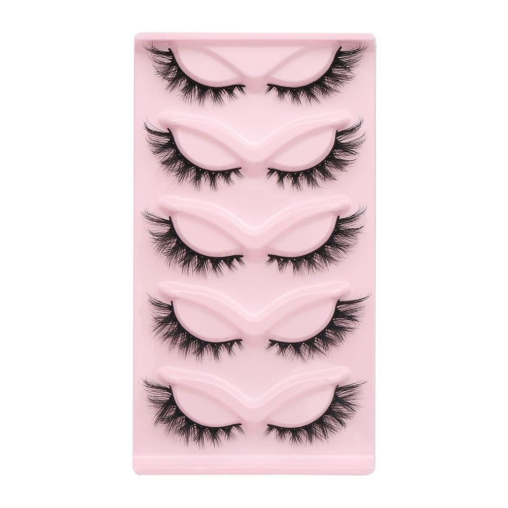 Blarkrus 5 Pairs Groinneya Cat Eye Lashes 3d Lashes Natural Curling