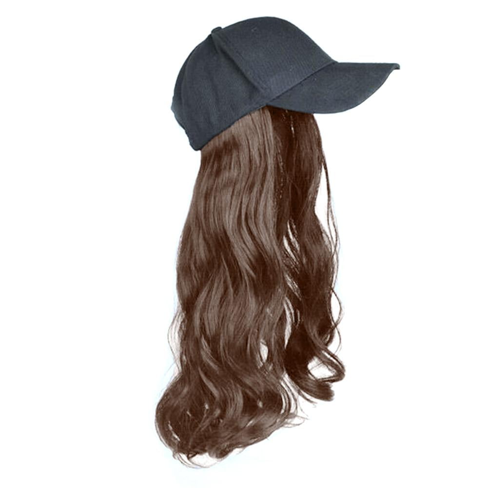 Blarkrus 60Cm Long Wigs Baseball Wig Long Curly Hair Straight Hat Wig Hair Z - Walmart.com