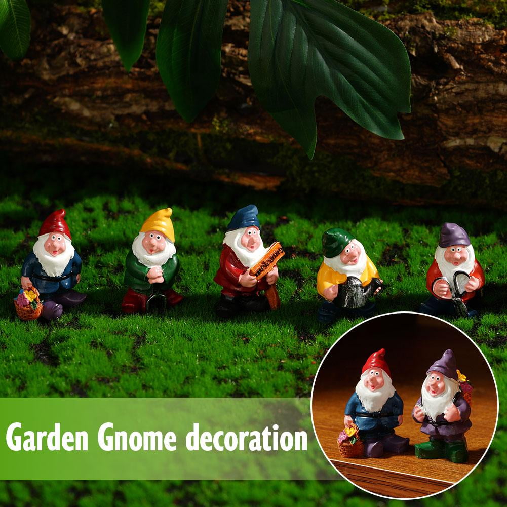 Blarkrus 7pcs Mini Gnome Statue Miniature Fairy Garden Gnomes Resin ...