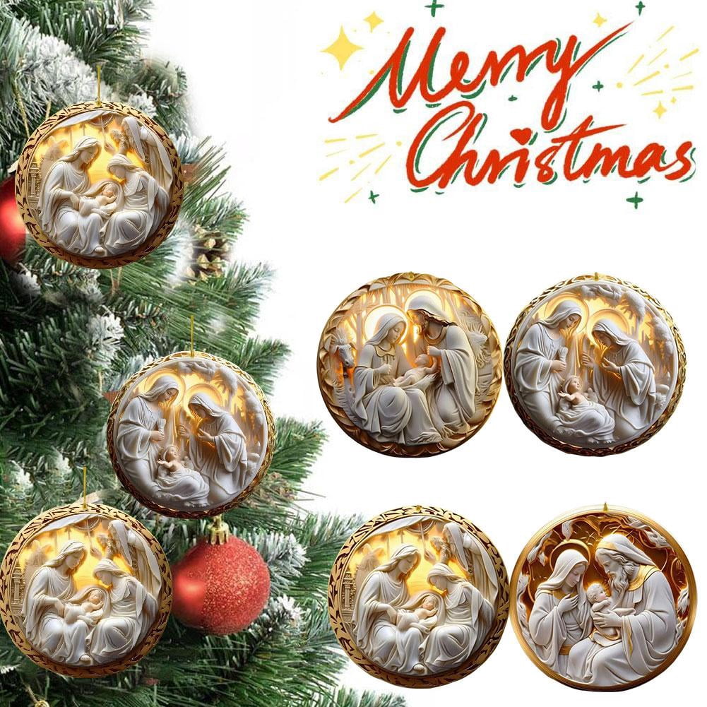 Blarkrus Acrylic Flat Nativity Scene Hanging Dections Christmas aments ...