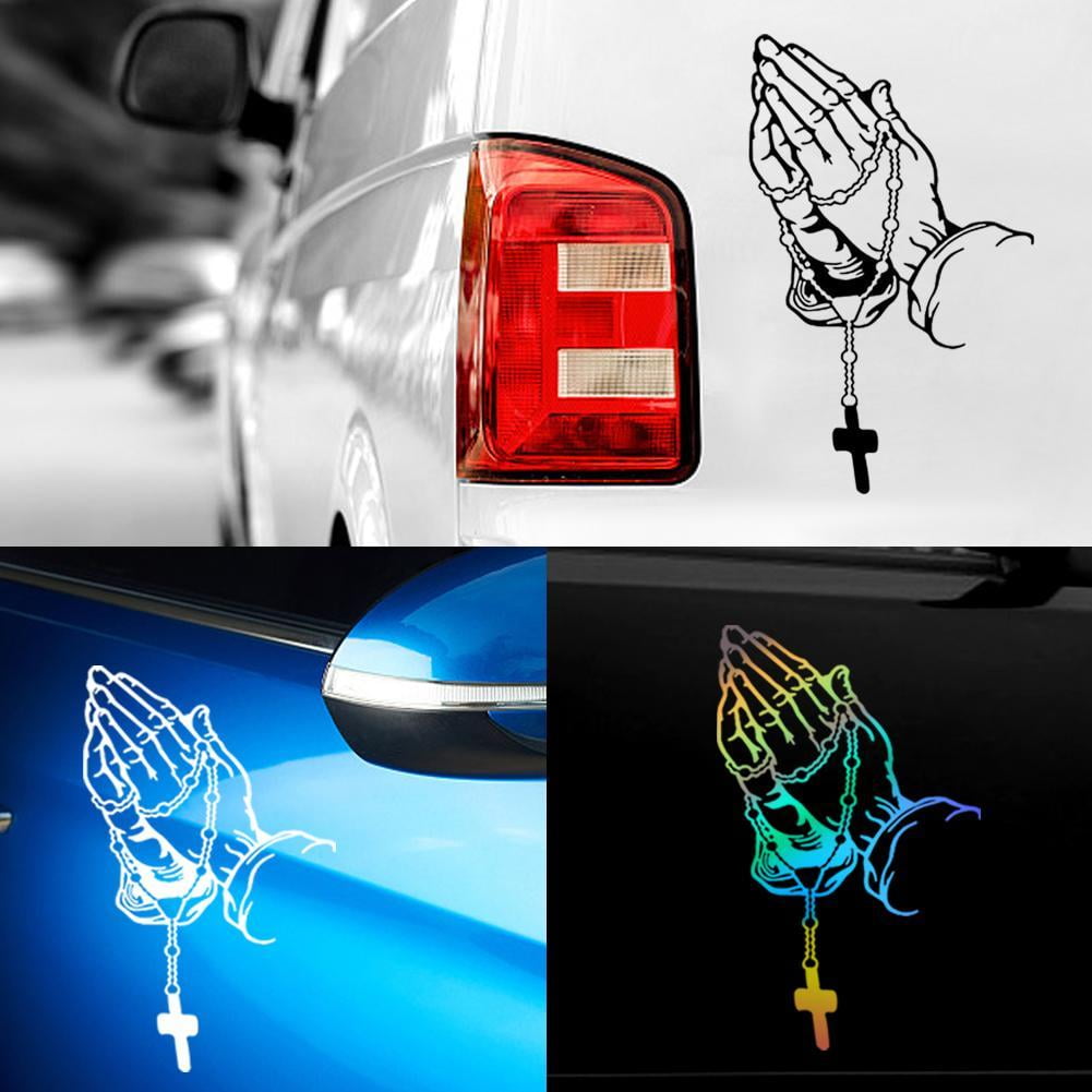 Blarkrus Black 18x11cm Personalized Rosary Gesture Car Sticker Car ...