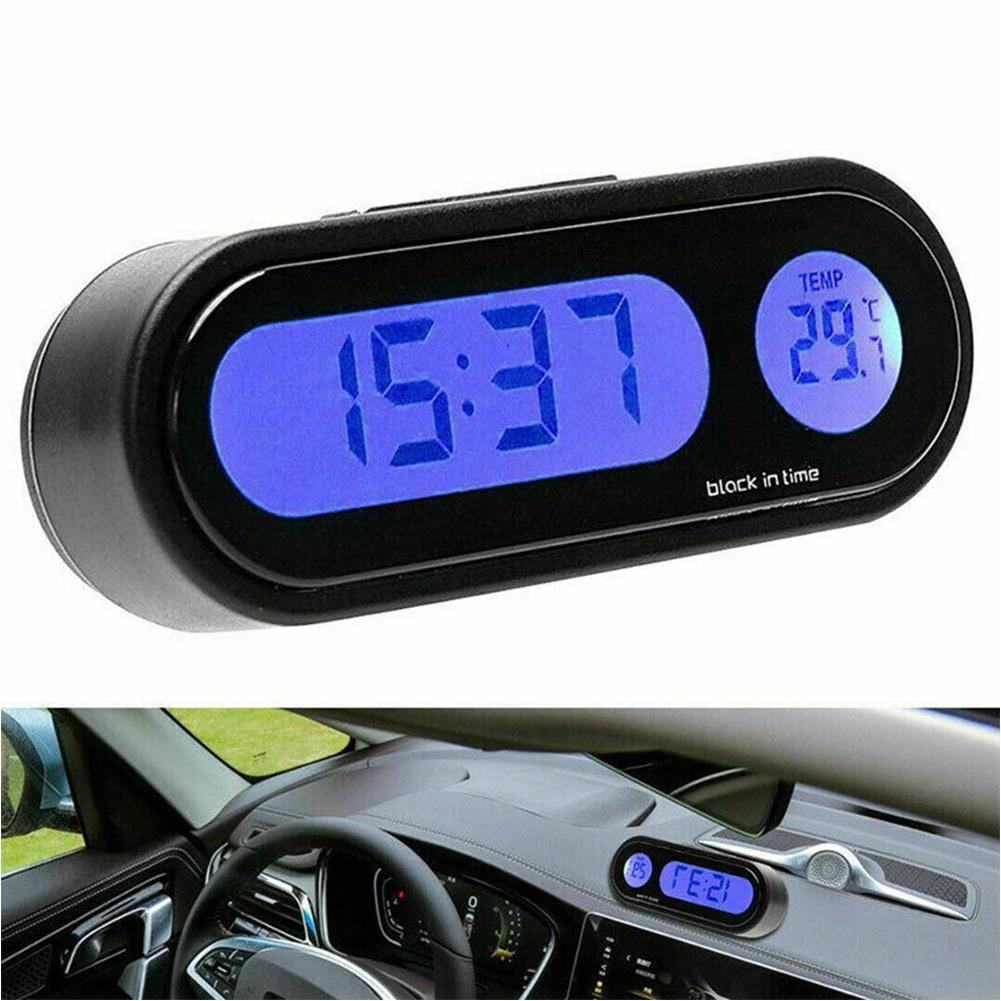 Blarkrus Black Car Clock Thermometer Two-In-One Night Light Electronic ...