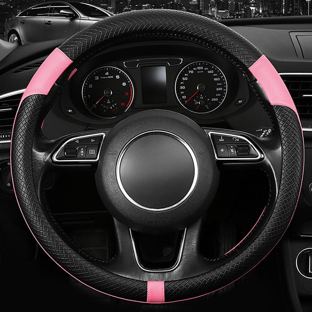 Blarkrus Car PU Leather Steering Wheel Cover Universal Accessories 15 ...