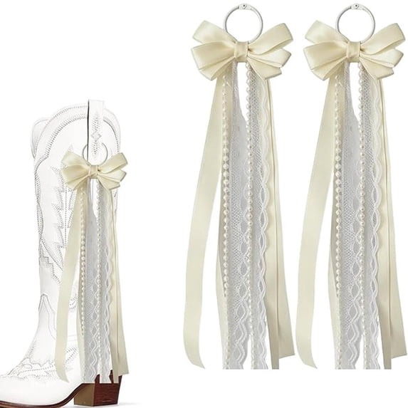 Blarkrus Cowboy Boot Ribbon Decor 1 Pair Lace, Diy Boot with Tassel ...