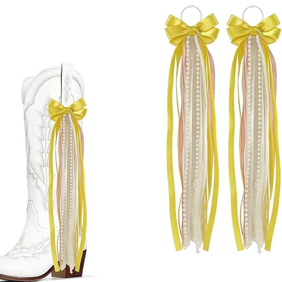 Blarkrus Cowboy Boot Ribbon Decor 1 Pair Lace, Diy Boot with Tassel ...