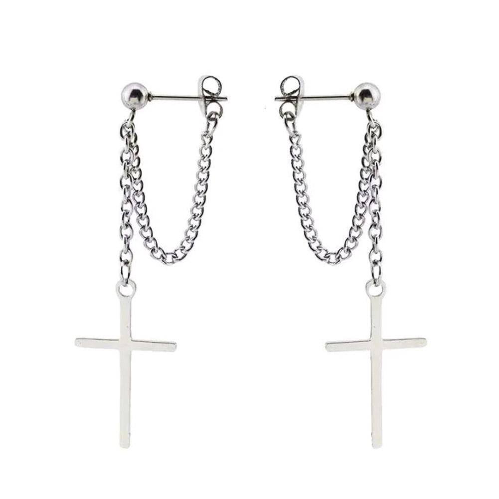 Blarkrus Cross Chain Earrings Super Cool Dark Series Female Bungee ...