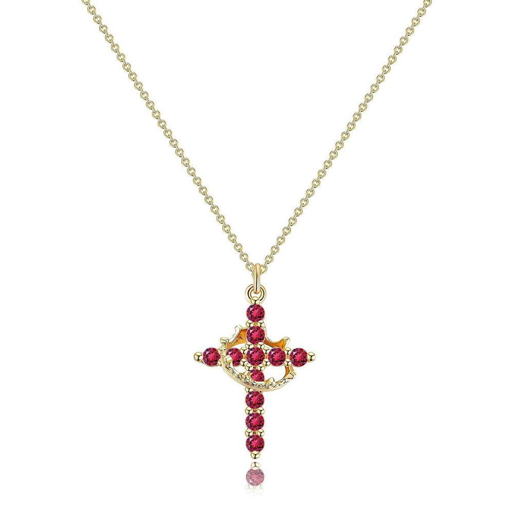 Blarkrus Crystal Birthstone Cross Necklace in Bible Gift Box all 12 ...