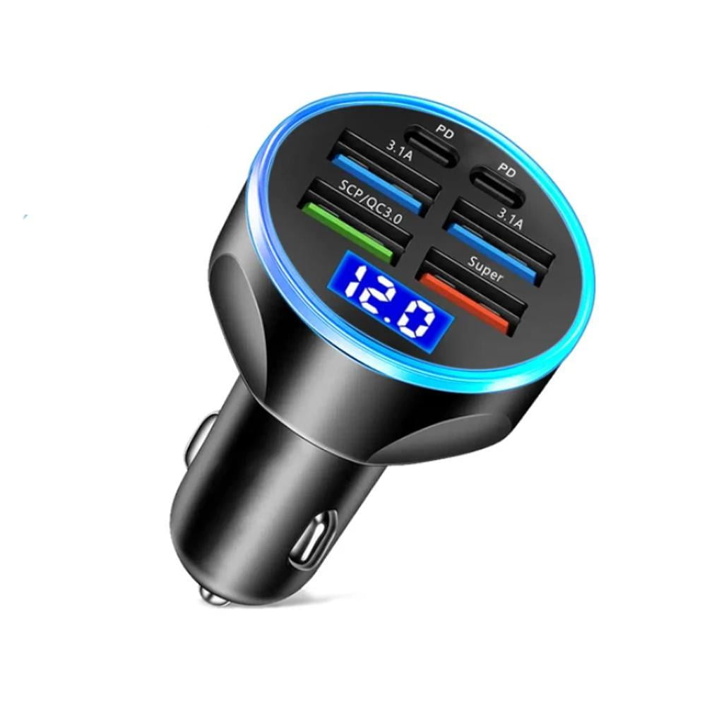 Blarkrus Digital 6-in-1 Fast Car Charger with Display and Adapter Hot ...