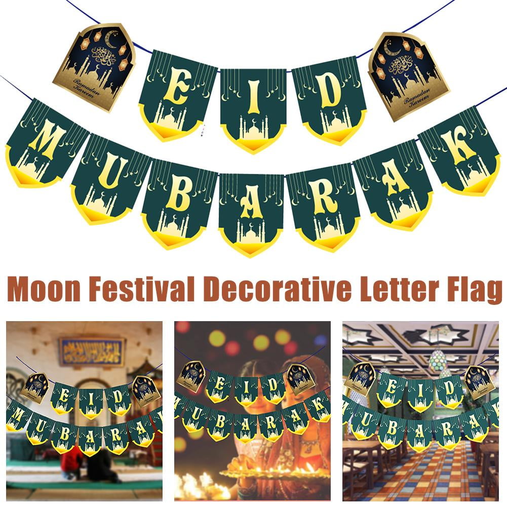 Blarkrus Eid barak bet Bting Flag Dection Banner Letter Flag Moon ...