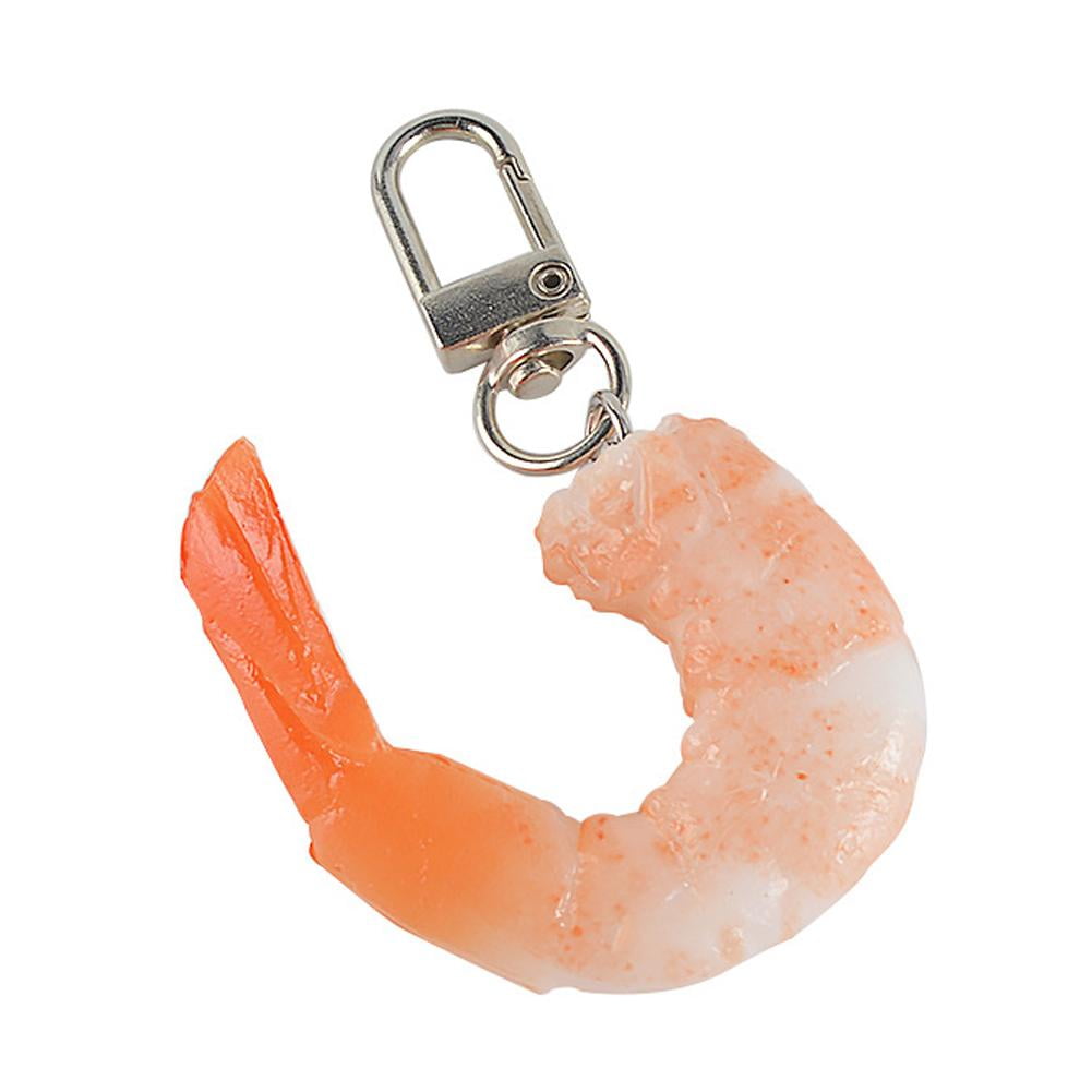 Blarkrus FUNNY Imitation Shrimp Meat Key Chains Creative Food Pendants ...